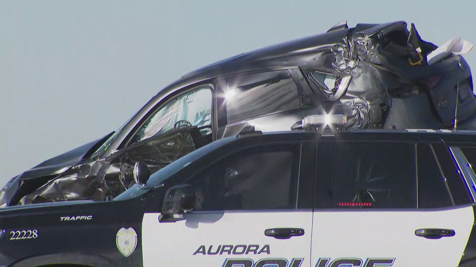 Pena Boulevard back open after police pursuit ends in crash