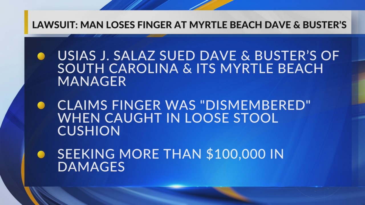 Man loses finger at Myrtle Beach Dave & Buster's, lawsuit claims