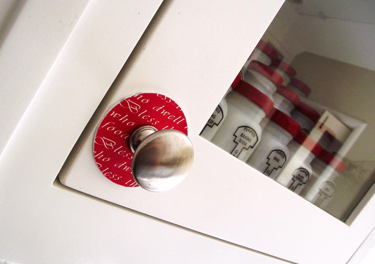 DIY Kitchen Cabinet Hardware with Mod Podge