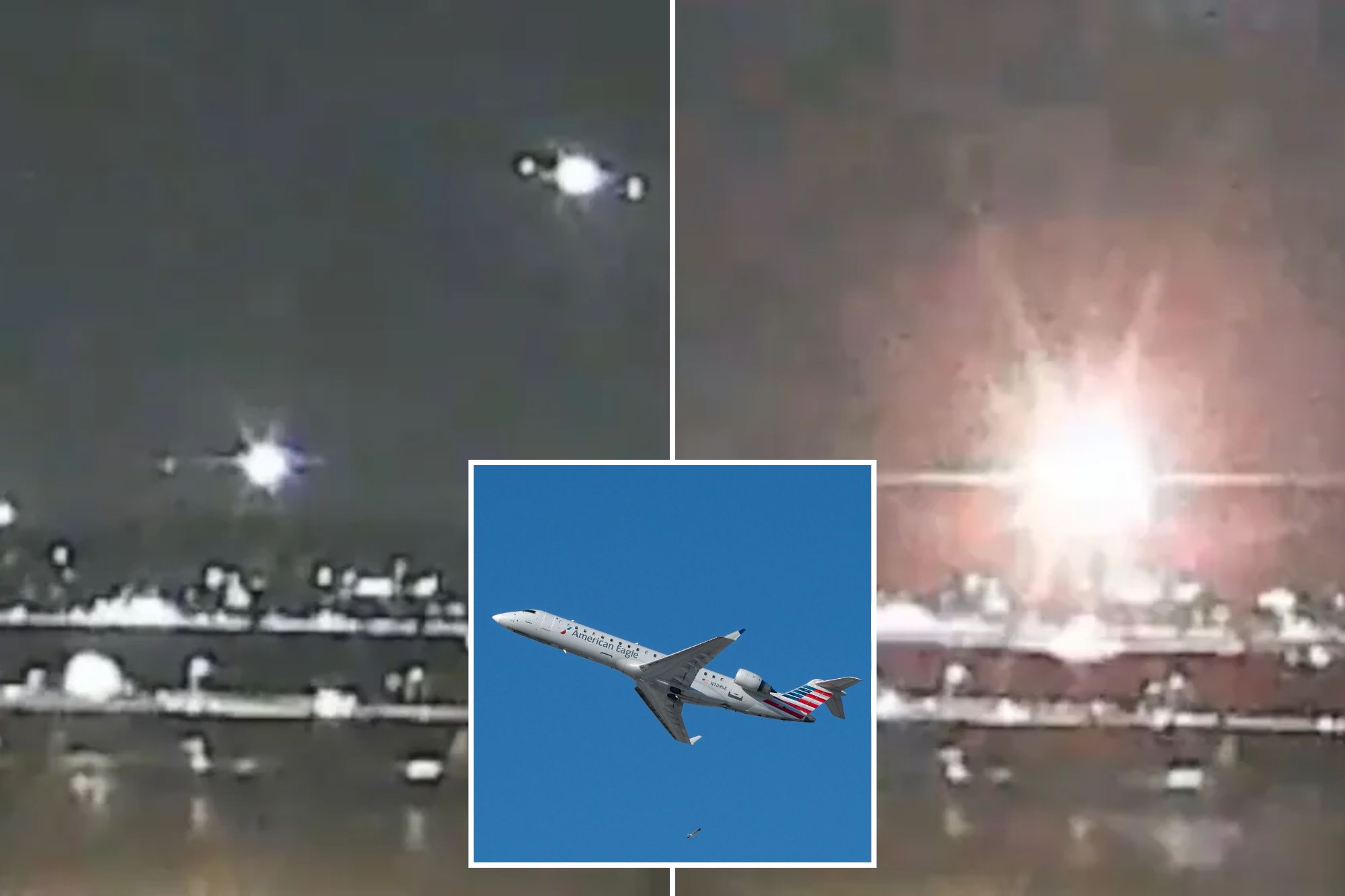 Moment American Airlines Flight 5342 collides with Black Hawk ...