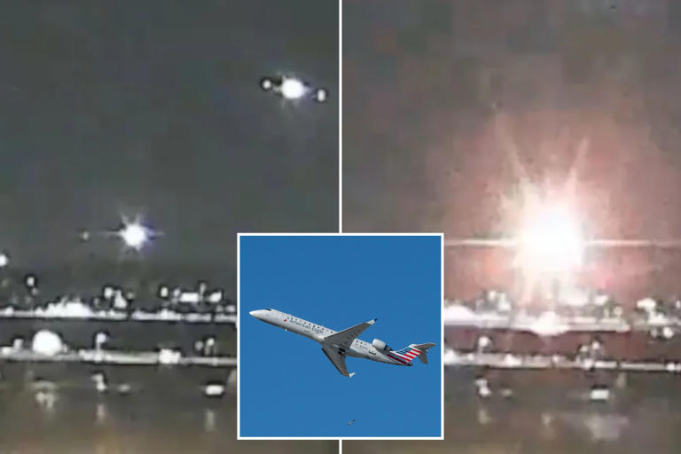 Moment American Airlines Flight 5342 collides with Black Hawk ...