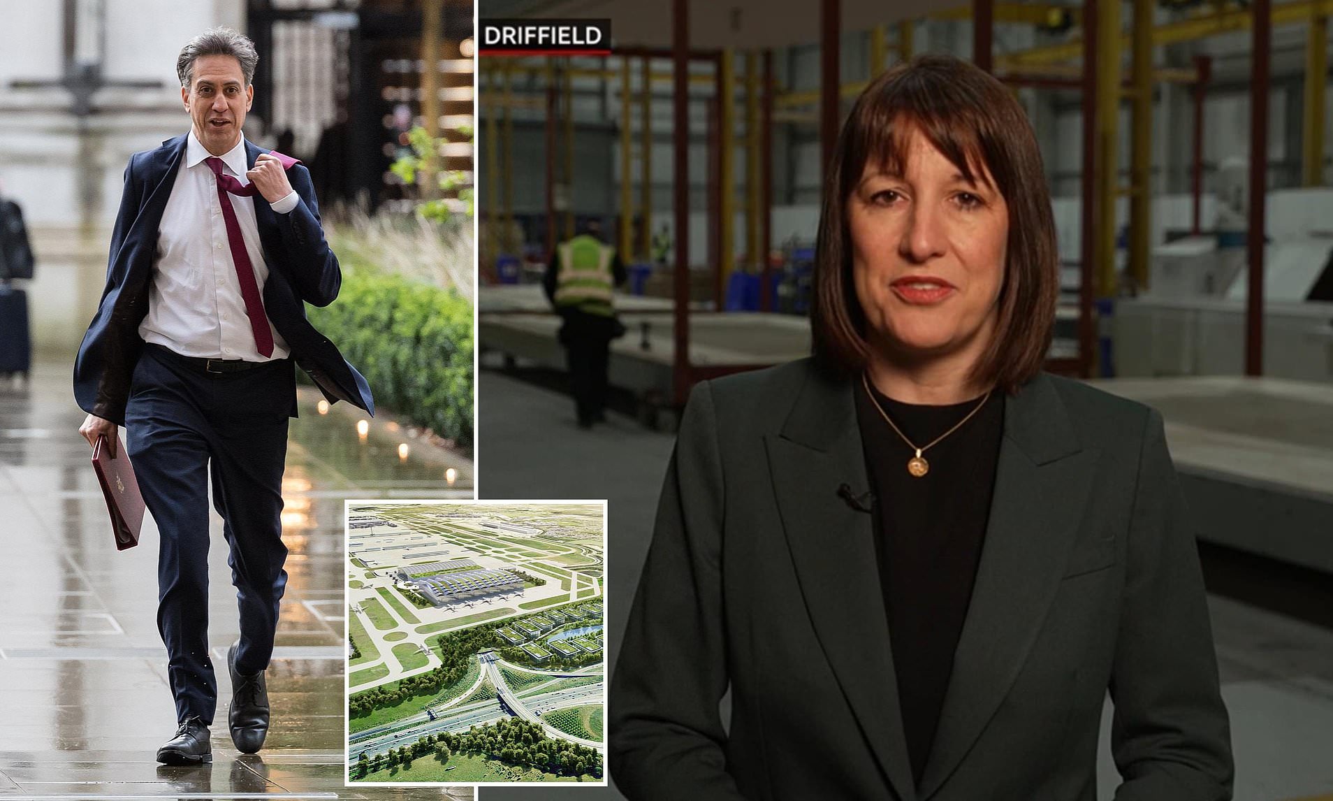 Heathrow critic Miliband 'goes into hiding' as Reeves defends plans