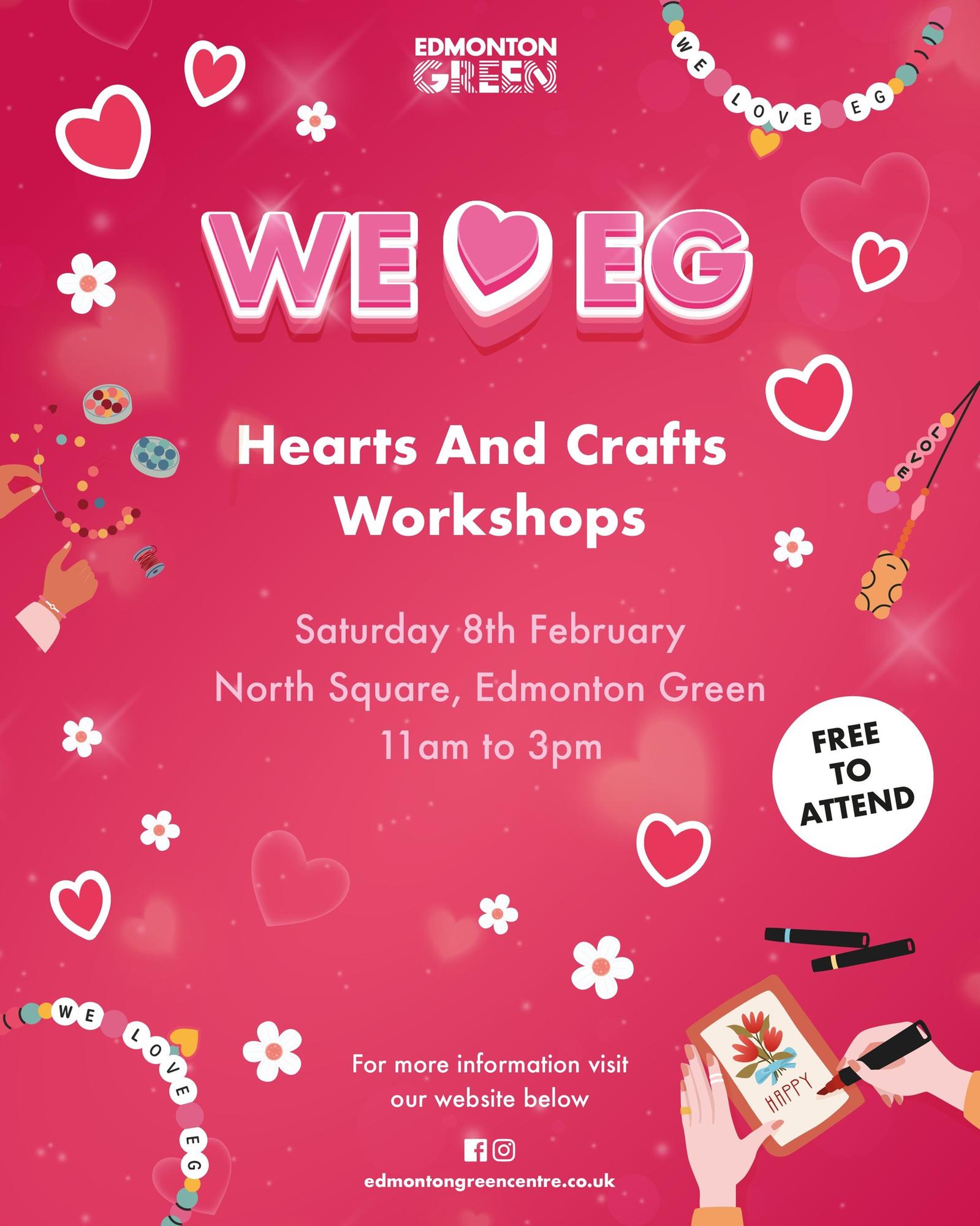 Celebrate Valentine’s Day with free craft workshops at Edmonton Green