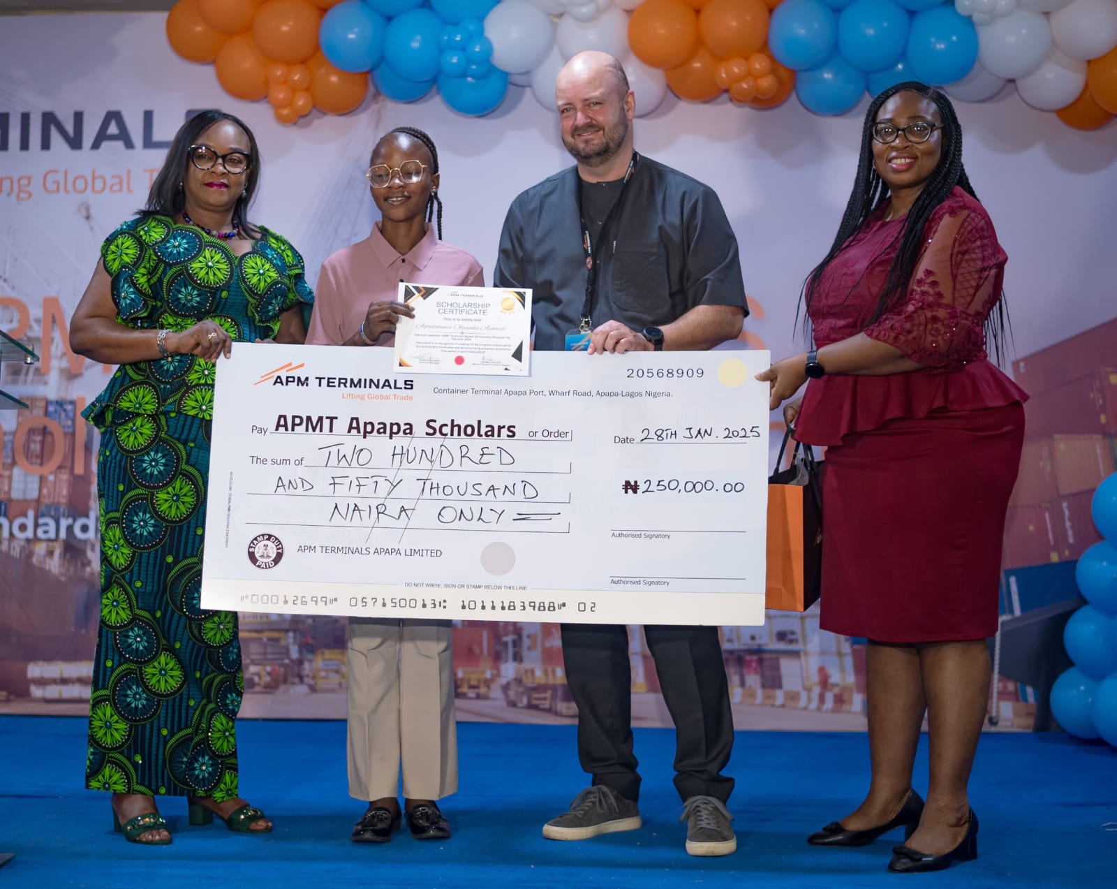 APM Terminals Awards Scholarships to 45 undergraduate students in Apapa