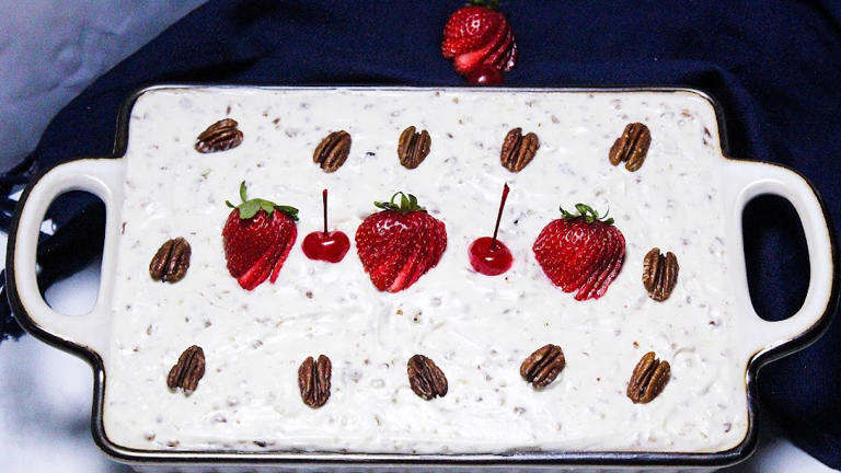 The pecan icing on this cake is amazing! Cherry-berry cake