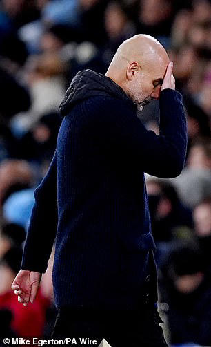 Pep Guardiola cut a frustrated man at the top of a frustrated club on a ...