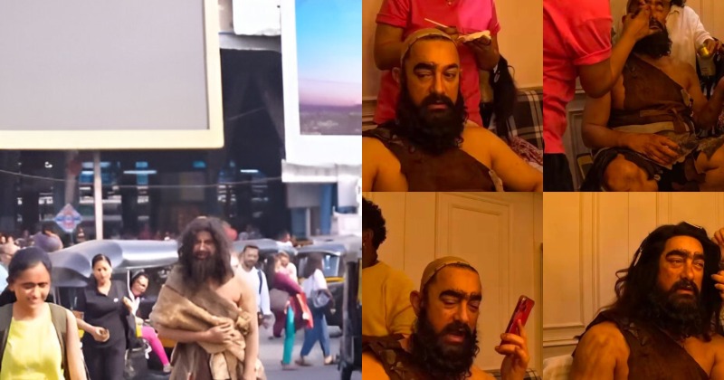 Watch: Man in caveman outfit stuns Mumbai streets—turns out to be Aamir ...
