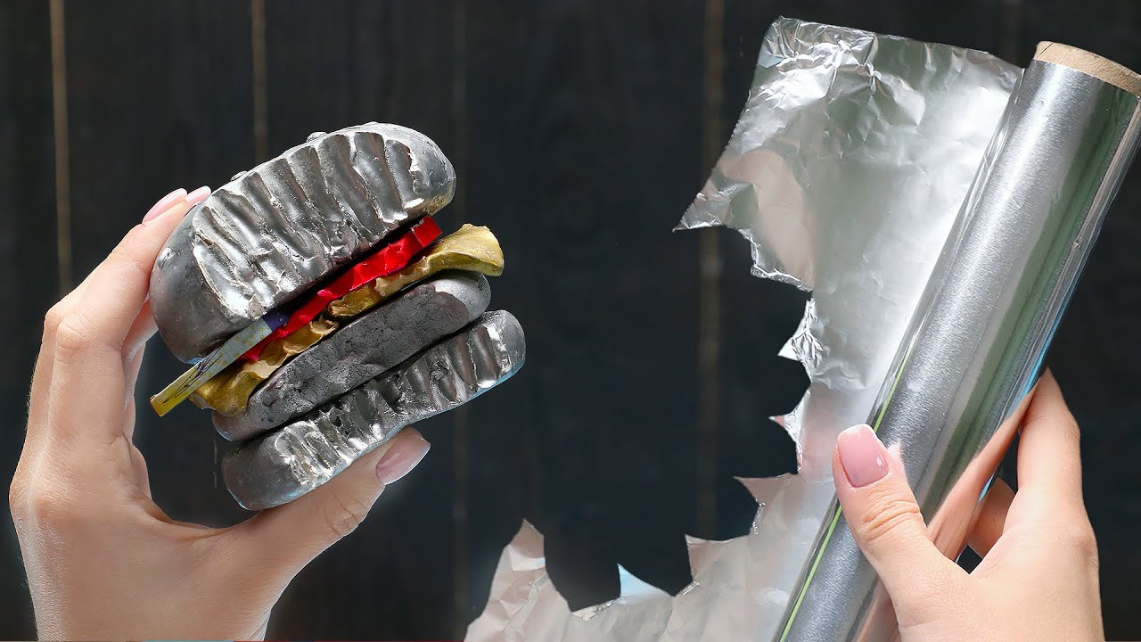 Silver Burger, Wooden Fries and Slime Cocktail || AWESOME ASMR COOKING