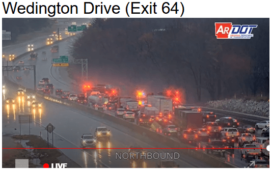 Northbound Exit 64 traffic clears