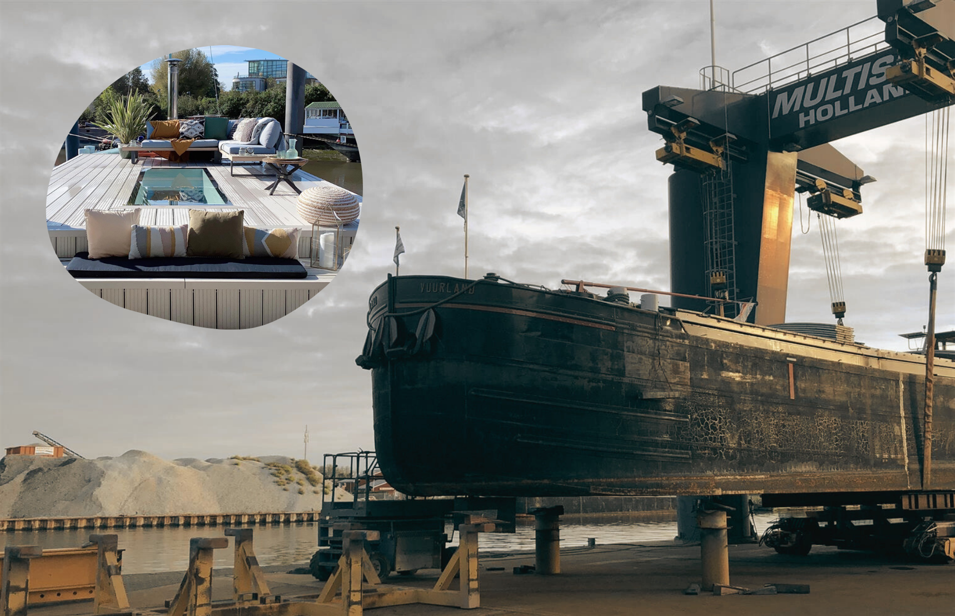 This couple turned an old cargo ship into a stunning floating home