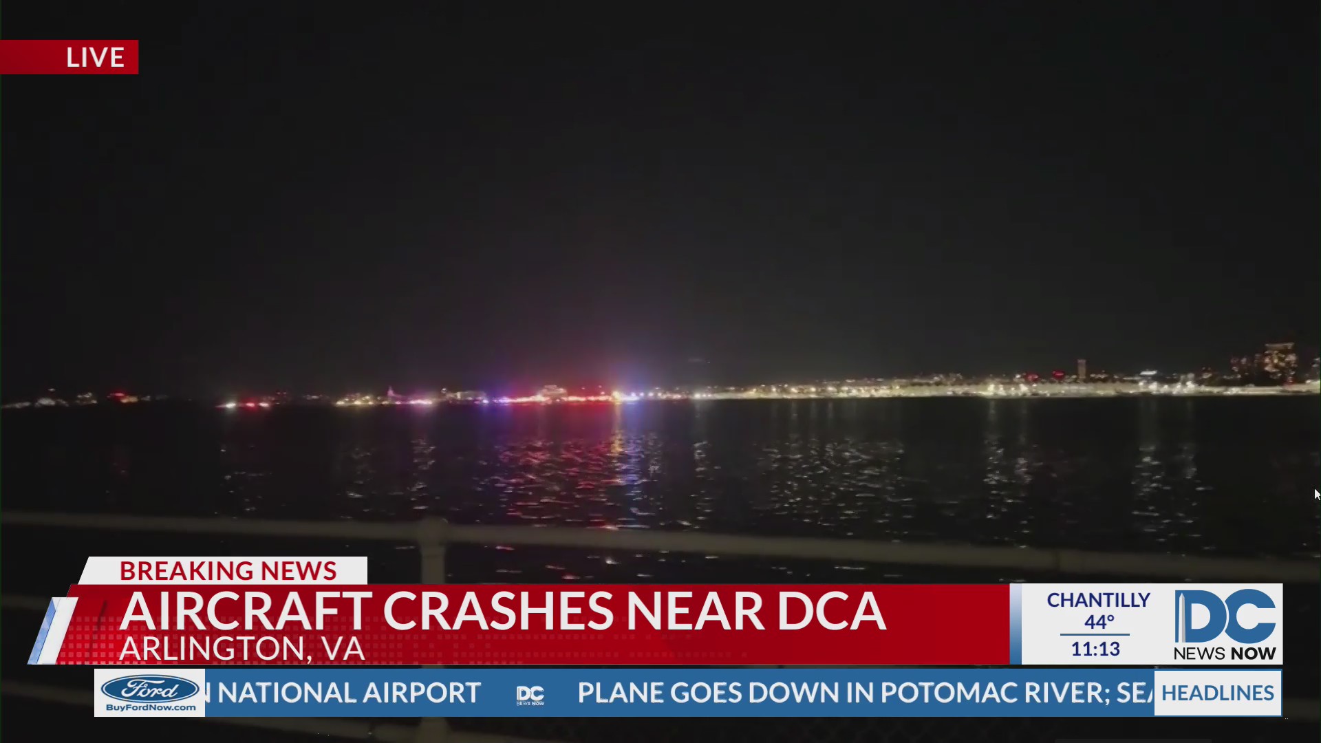 Randi Bass reporting Plane Crashes into Potomac