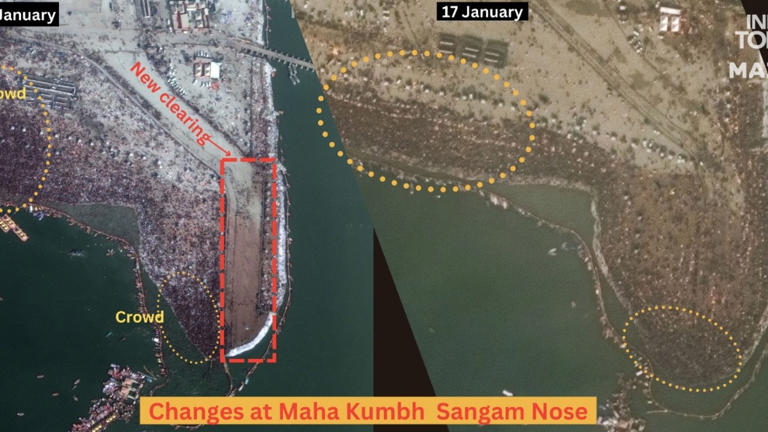 Exclusive | Satellite images show changes at Sangam Nose on day of Maha ...