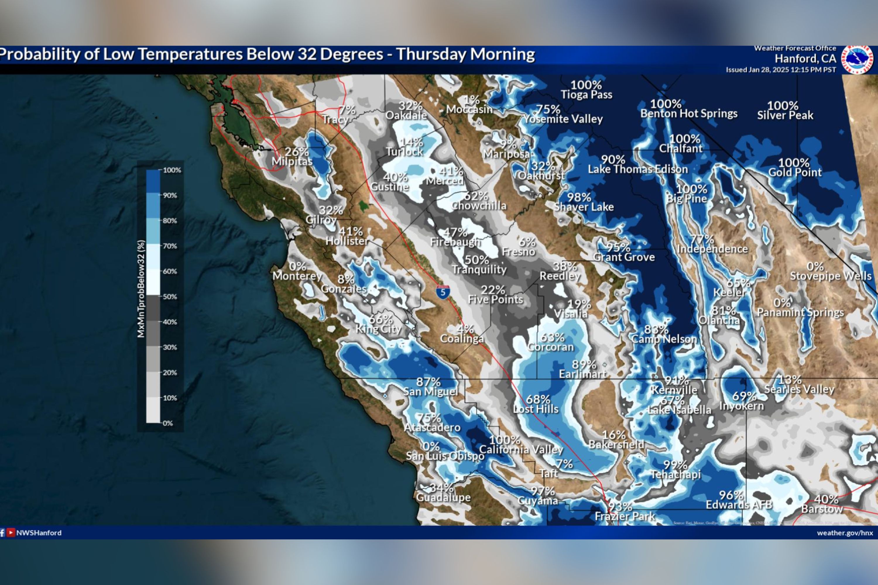 California Map Shows Areas Most at Risk of Freezing