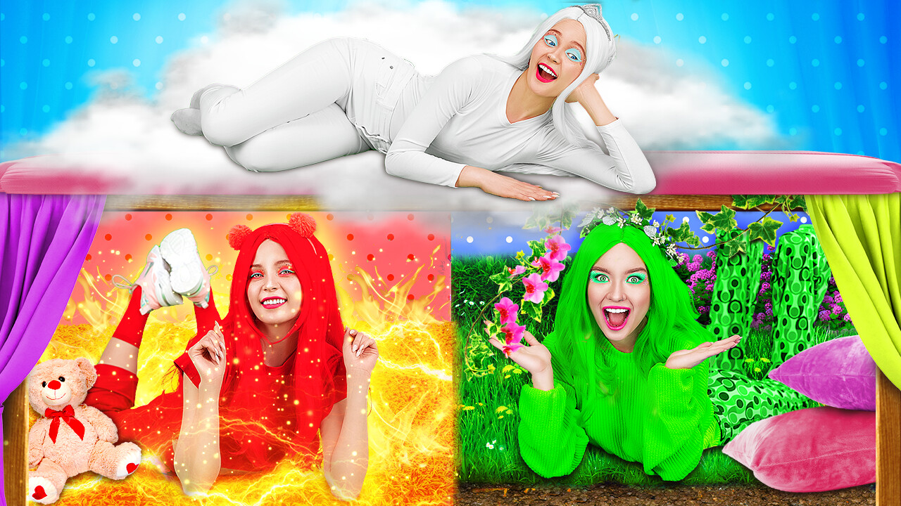 FOUR ELEMENTS IN REAL LIFE || Fire, Water, Earth and Air Girl at School!