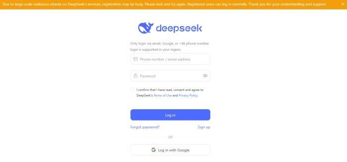 DeepSeek volta a funcionar parcialmente após sofrer ataque DDoS massivo