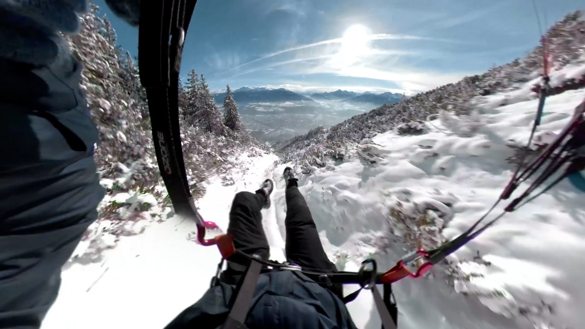 Speed Flyer Soars Down Snowy Alpine Peak In Heart-Pounding Ride