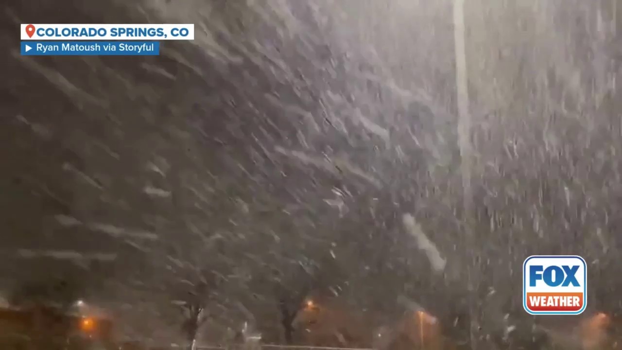Watch: Snow, wind lash Colorado Springs, Colorado