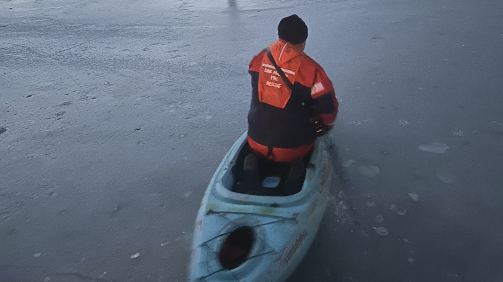 Dog rescued after falling through ice at Smith Mountain Lake