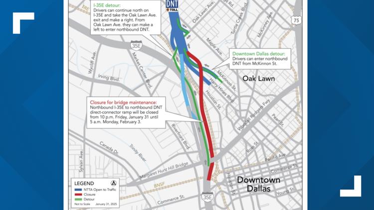Northbound I-35E direct-connector ramp to Dallas North Tollway to close ...