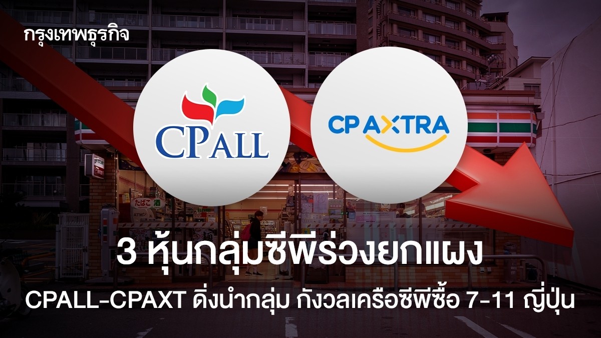 3 หุ้นกลุ่มซีพีร่วงยกแผง CPALL-CPAXT ดิ่งนำกลุ่ม กังวลเครือซีพีซื้อ 7-11 ญี่ปุ่น