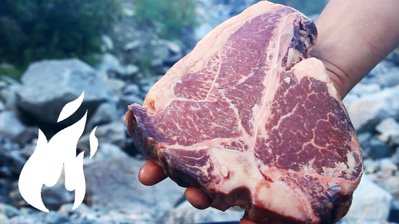 Rare Porterhouse Steak Cooked in the Wild! 🔥🥩