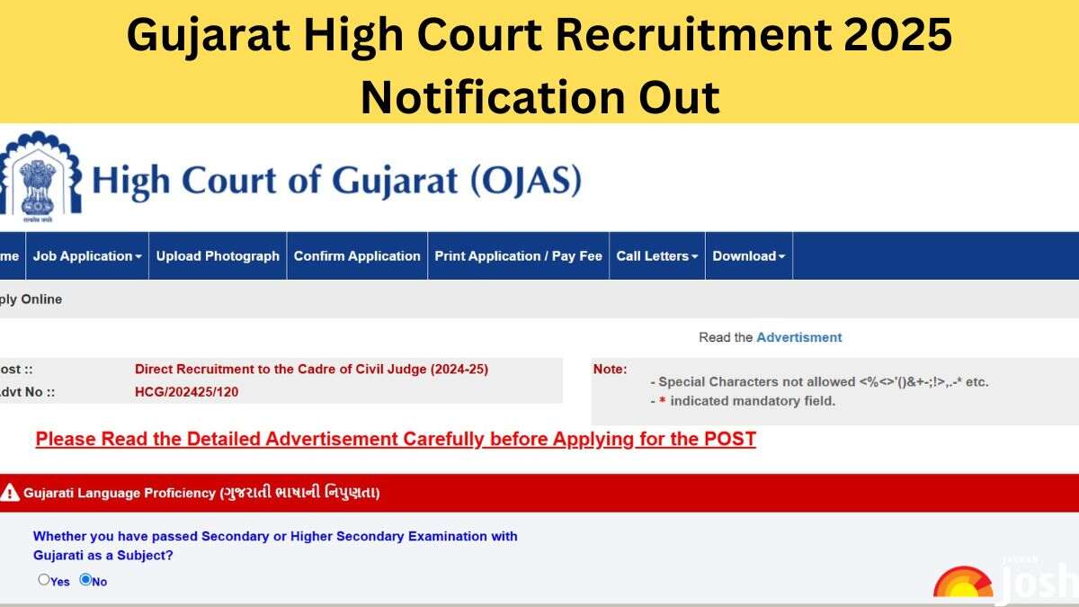 Gujarat High Court Recruitment 2025, Apply Online for 212 Civil Judge ...