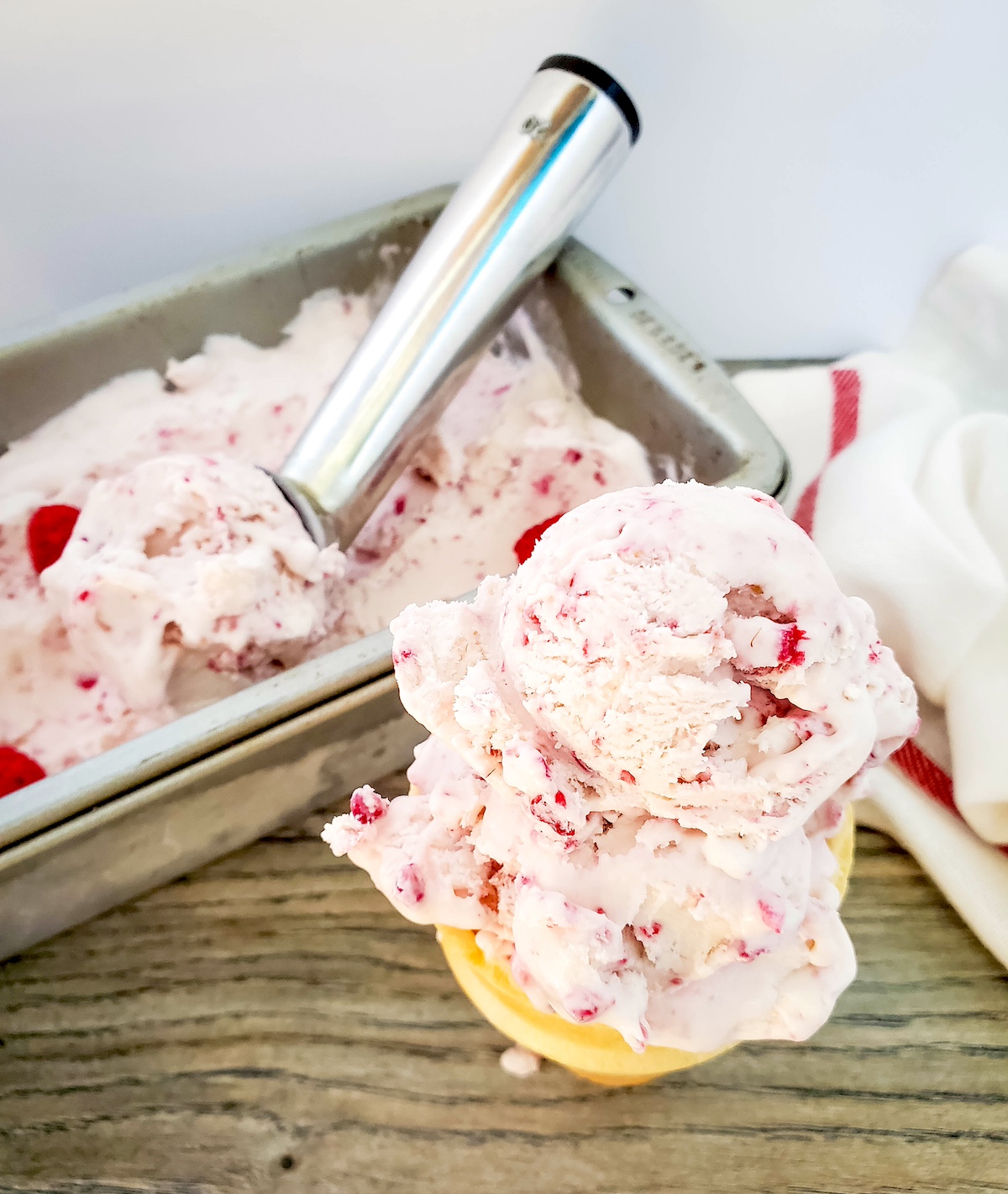 No Churn Raspberry Ice Cream (Three Ingredients!)