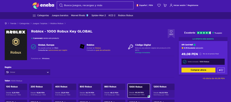 ¿Cuánto cuesta una tarjeta de 1000 Robux y dónde puedo comprarla con ...