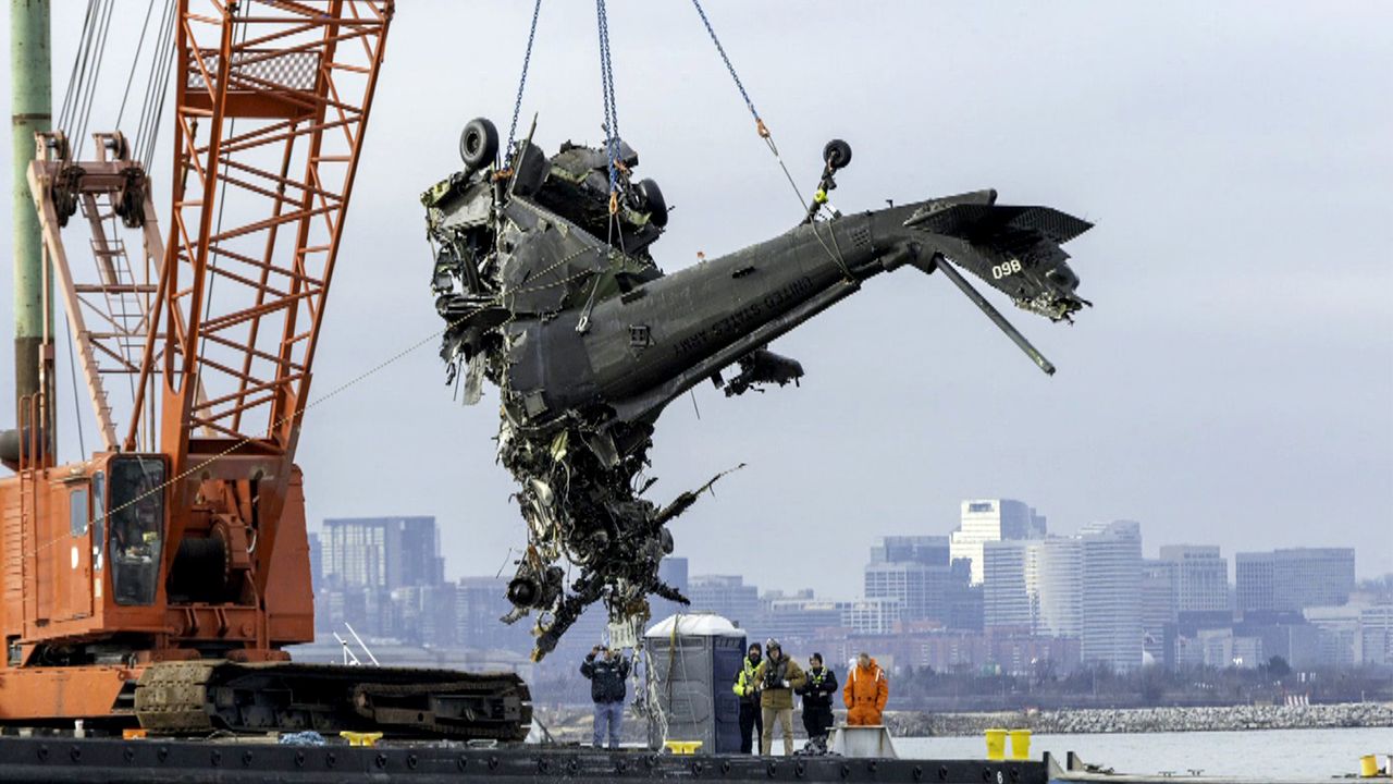 Helicopter wreckage recovered from river following tragic DC plane crash