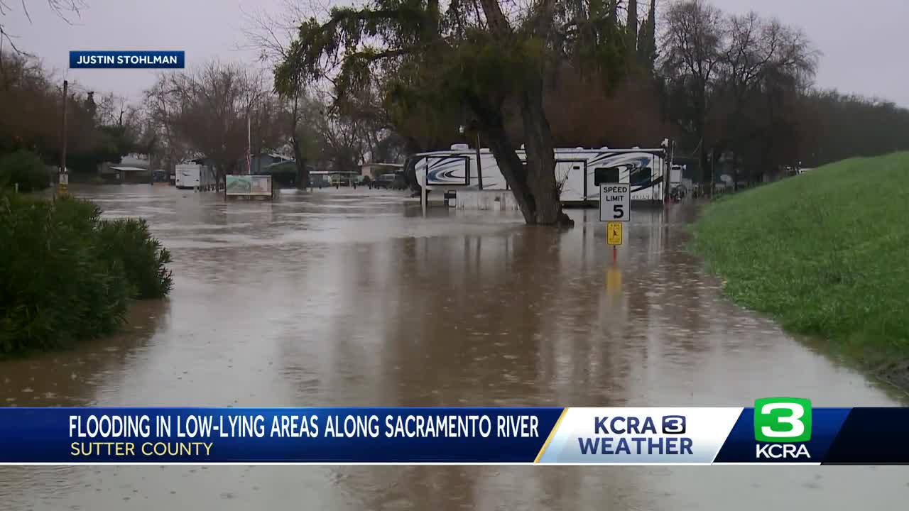California rain leads to flooding along Sacramento River in Sutter County