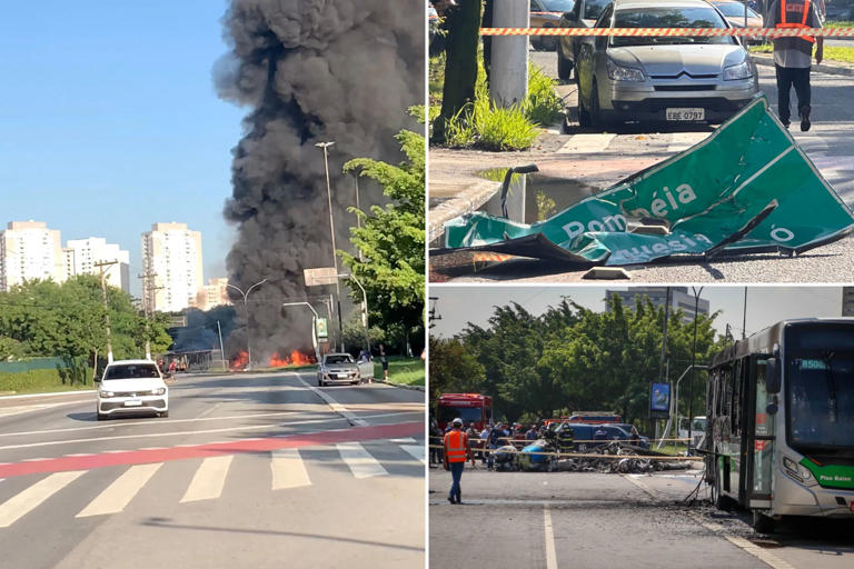2 dead after small plane crashes into bus and explodes in busy Brazil ...