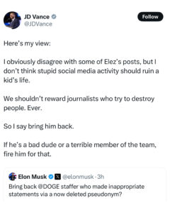 JD Vance and Elon Musk Defend Former Staffer Marko Elez After ...