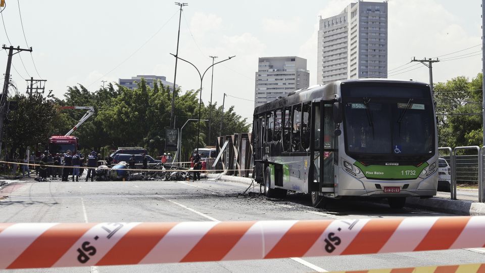 Two killed as small plane crashes into bus on busy road in Brazilian ...