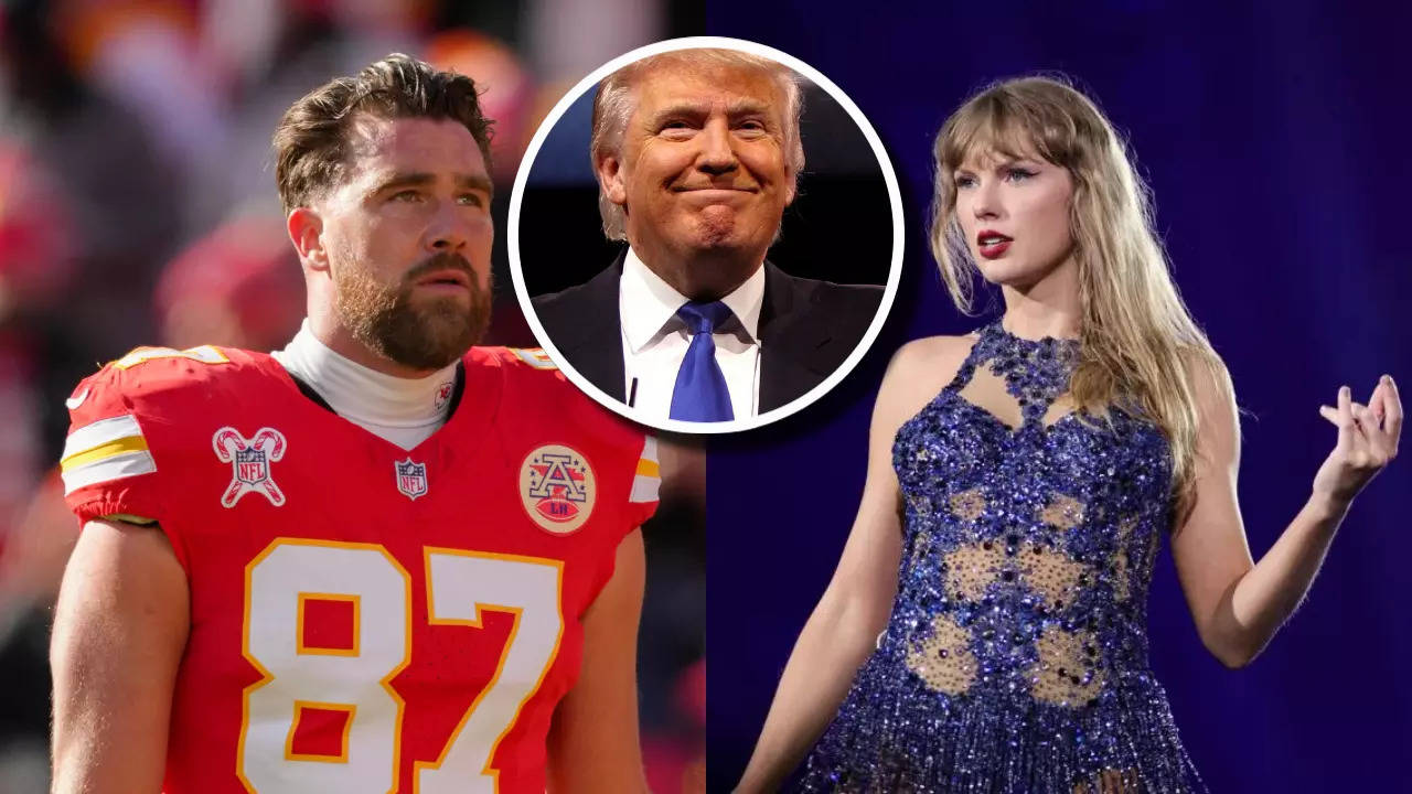 Travis Kelce when asked about Donald Trump’s plans to attend the Super ...