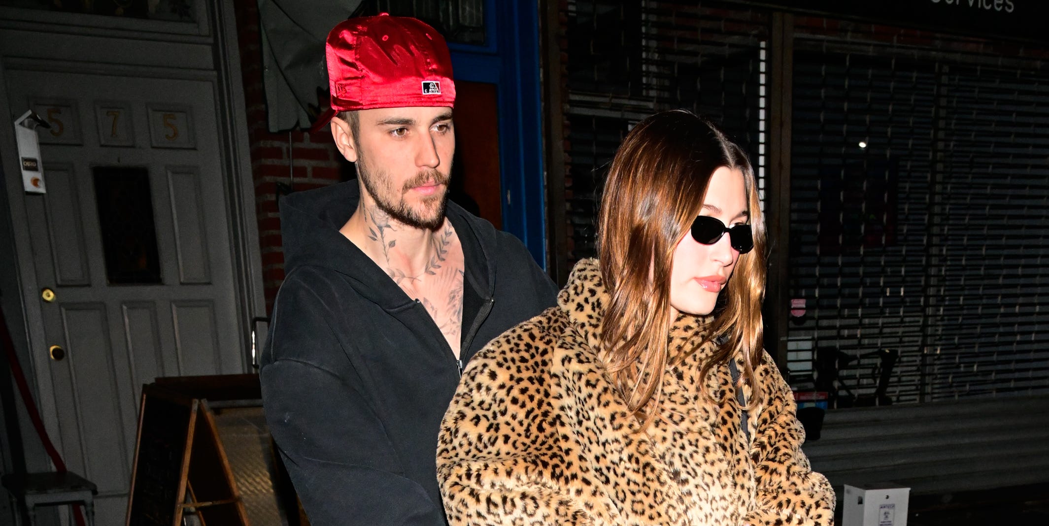 Hailey Bieber Lets Her Wild Side Out in a Leopard-Print Fur Coat