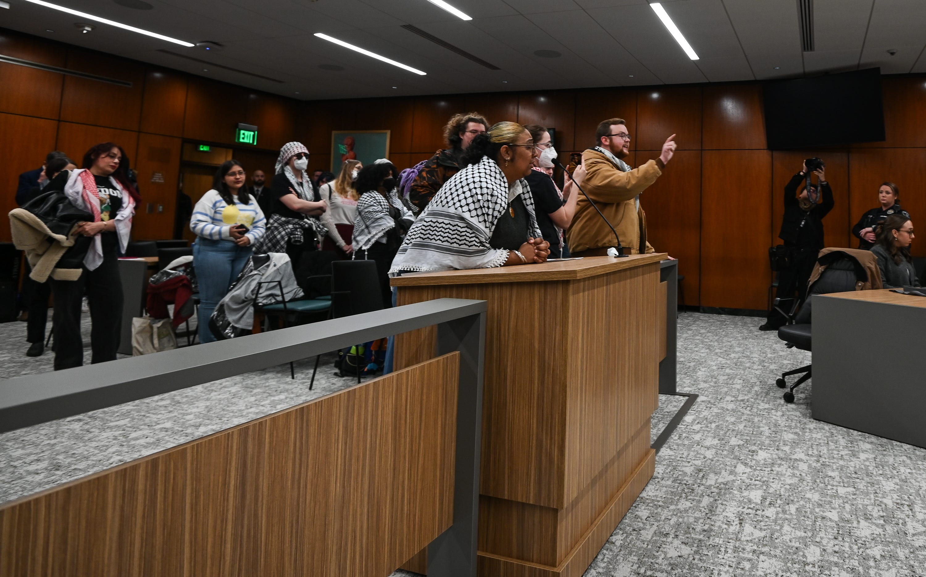 Student protesters take over Michigan State board meeting to call for ...