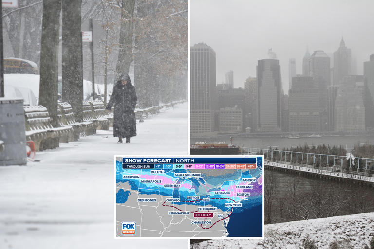 NY expected to be hit with up to 5 inches of snow over bone-chilling ...