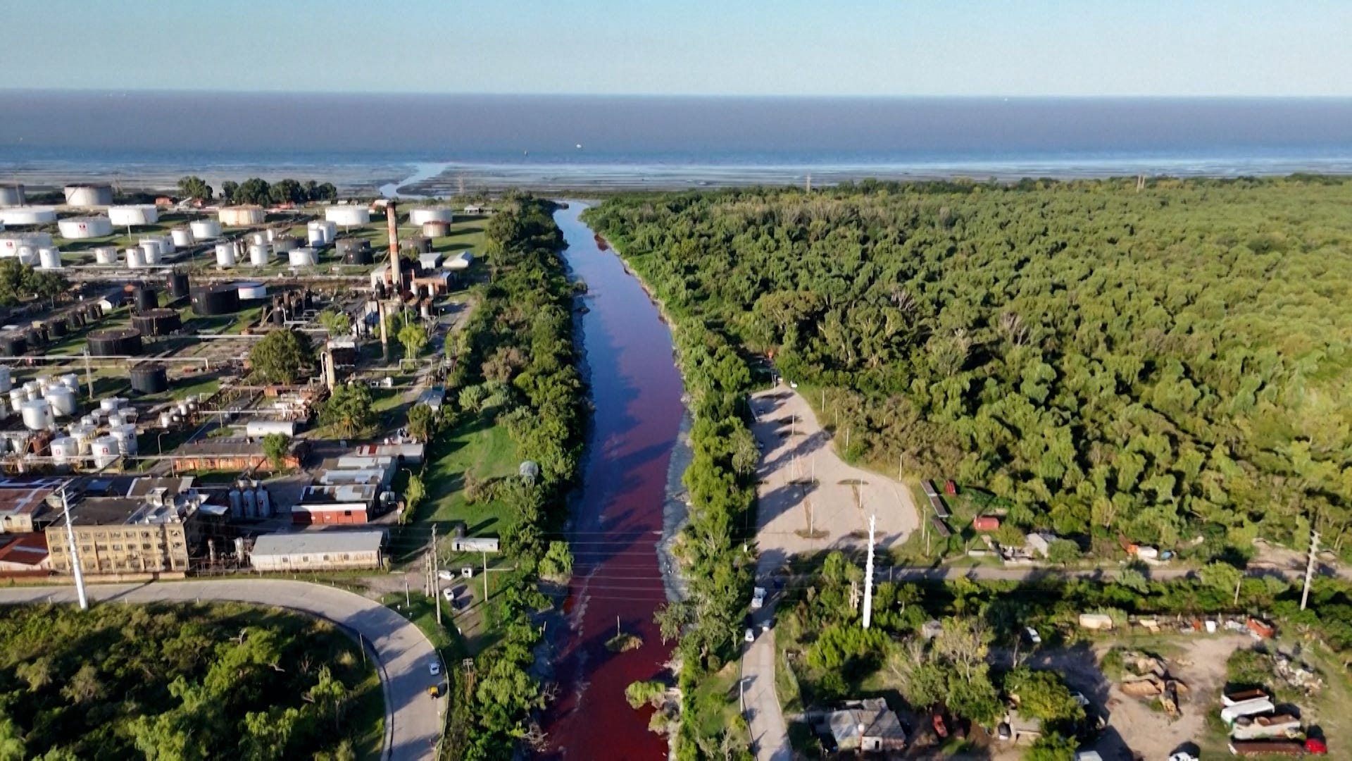 Video shows river turn deep red color in Argentina. Residents say it's ...