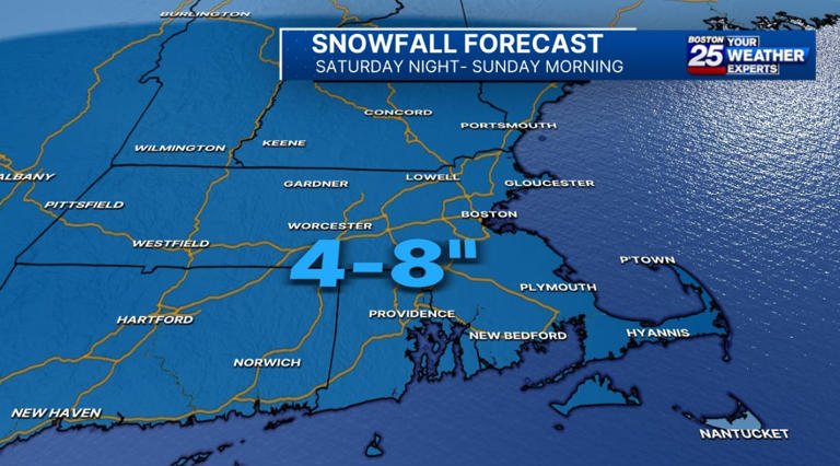 Winter storm could dump up to 8 inches of snow across Massachusetts this weekend