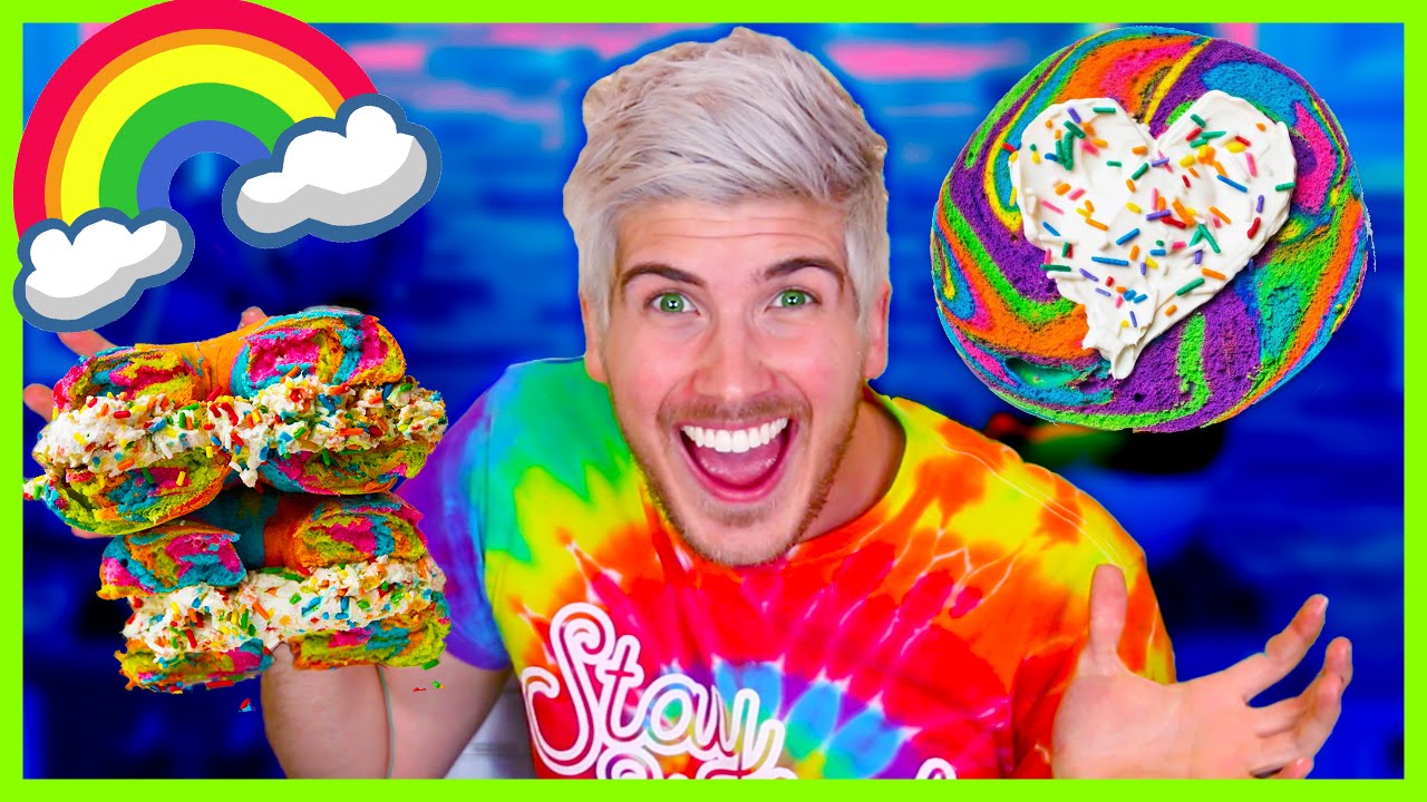 Joey Graceffa Makes a Vegan Rainbow Bagel DIY