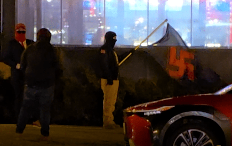 Nazi protestors demonstrate against anti-racism film in Howell