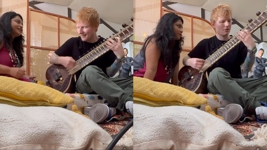 Ed Sheeran shares video as he plays sitar for first time, strums Shape ...
