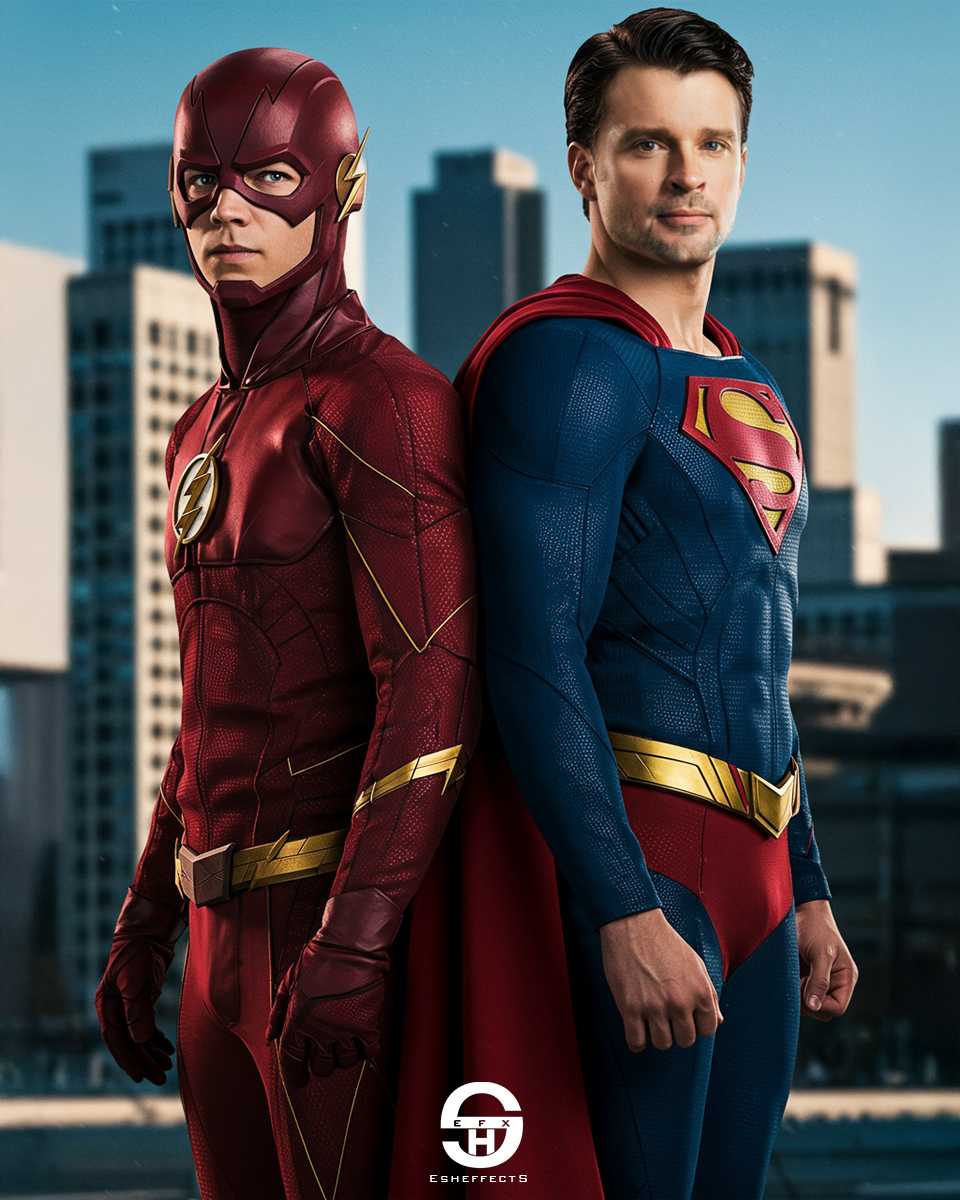 Tom Welling's Older Superman Suits Up And Joins Grant Gustin's The ...