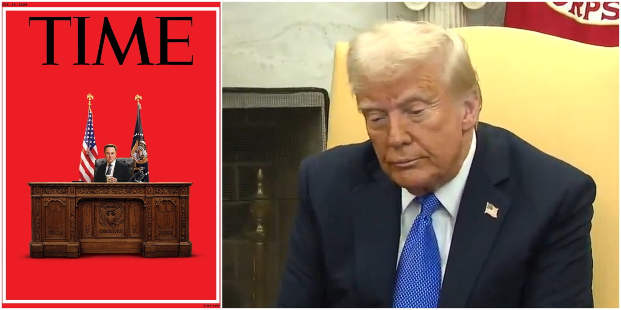 Elon Musk alla Resolute Desk sulla cover di "Time", Trump stronca la ...