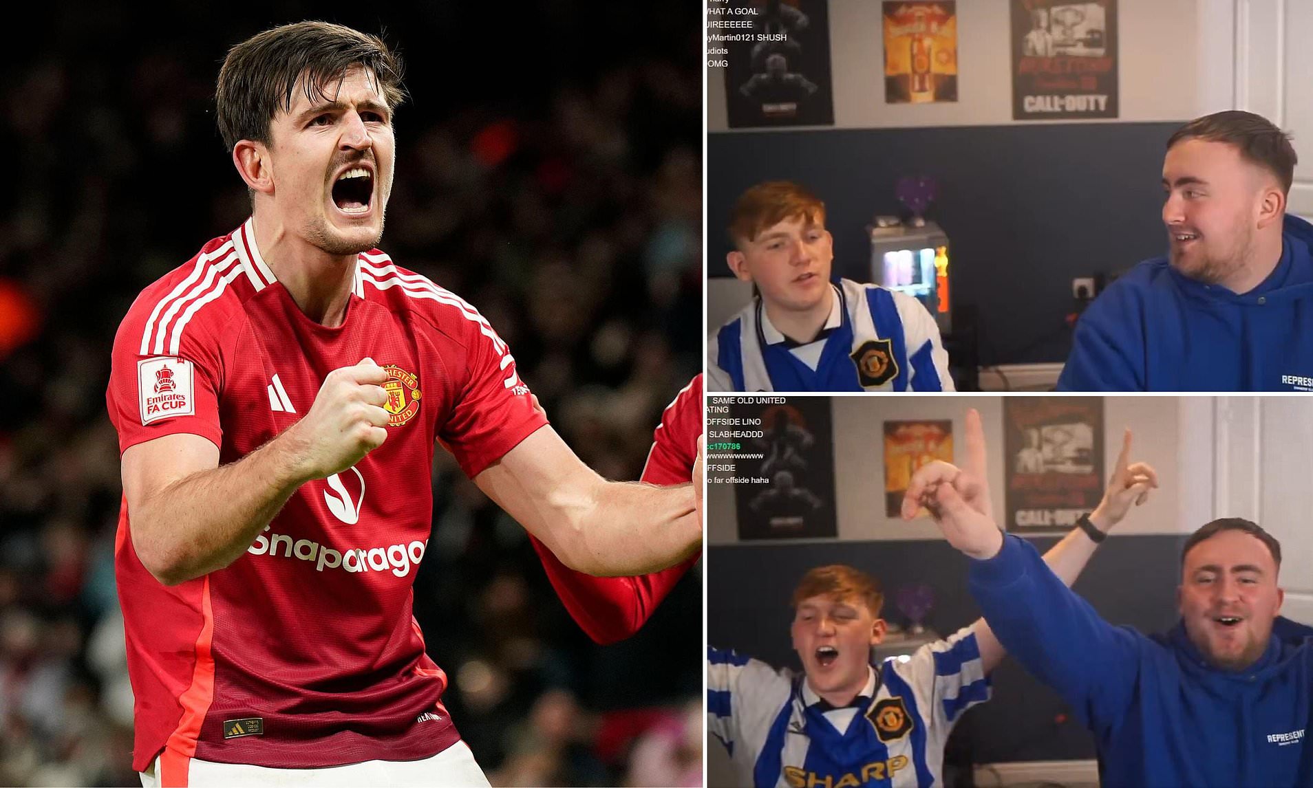 Luke Littler and Angry Ginge react to Harry Maguire's controversial ...