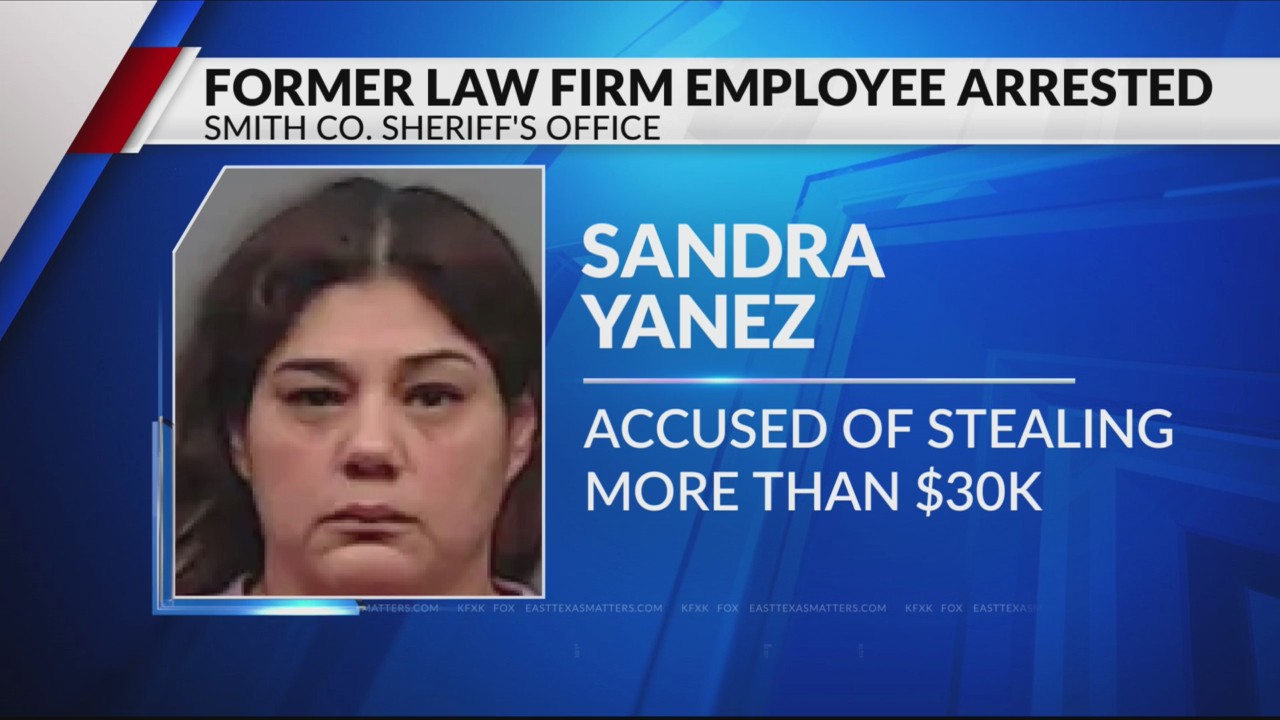 Former receptionist at Tyler law firm accused of stealing more than $30k