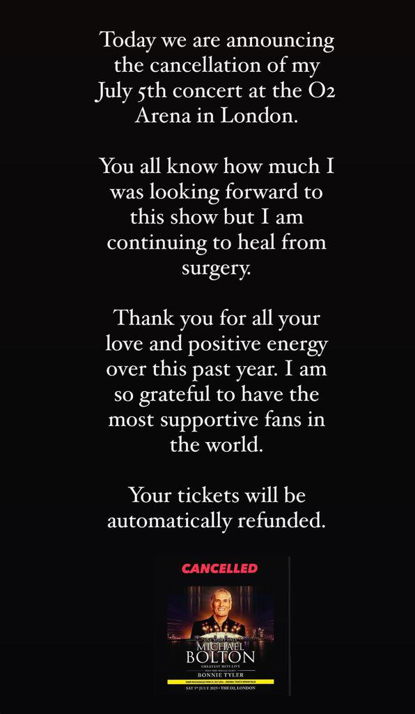 Michael Bolton forced to make difficult decision amid recovery from ...