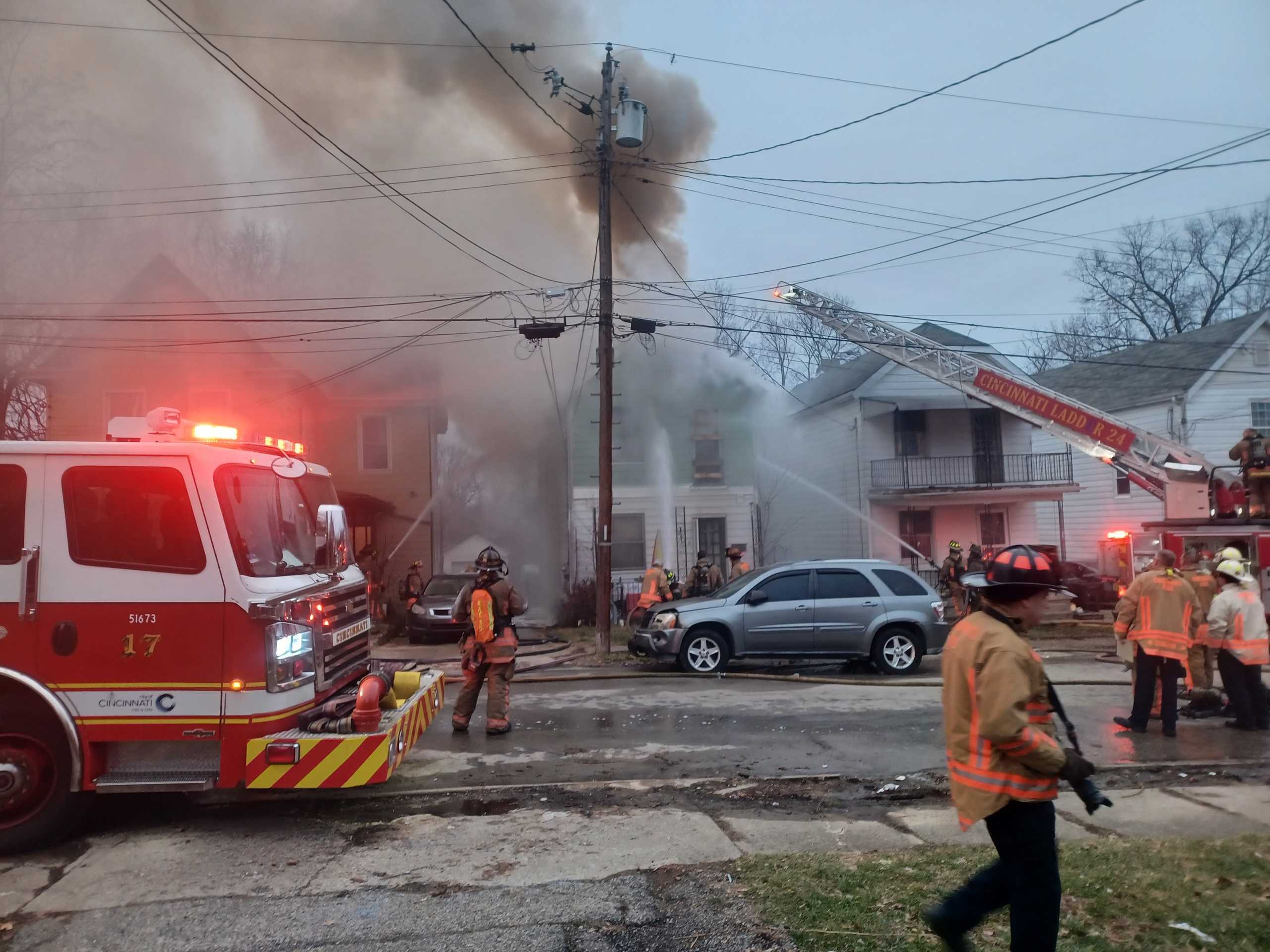 Fire: 2 people transported to hospital, house fire still blazing