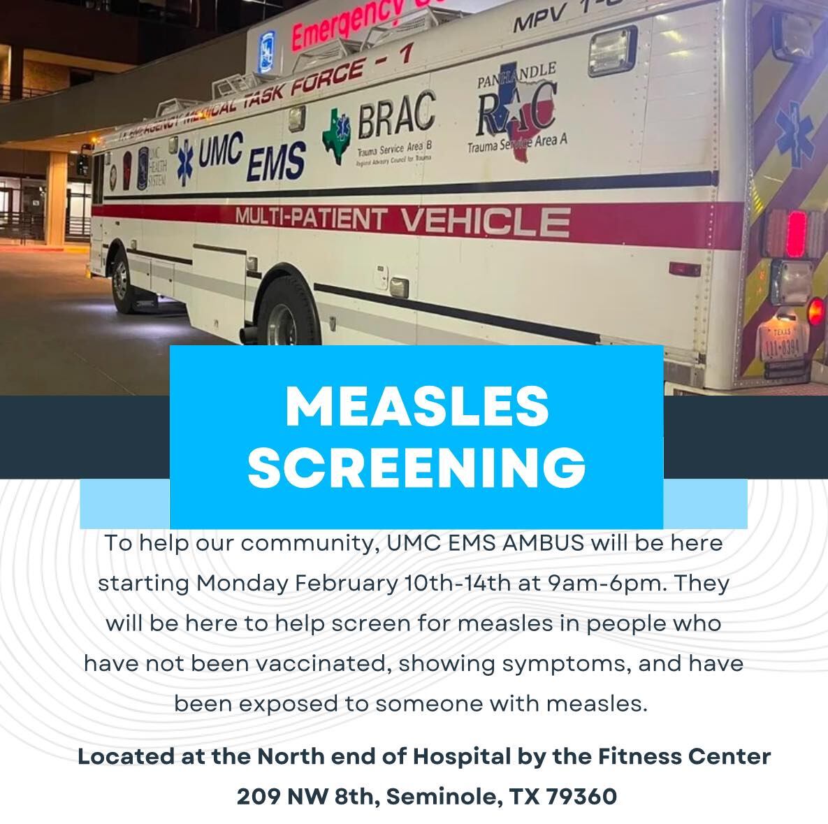 UMC EMS offering free measles screening in Seminole