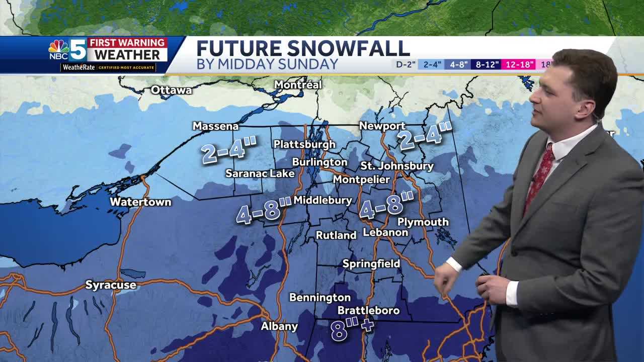 Widespread plowable snow to fall Saturday night in Vermont, New York